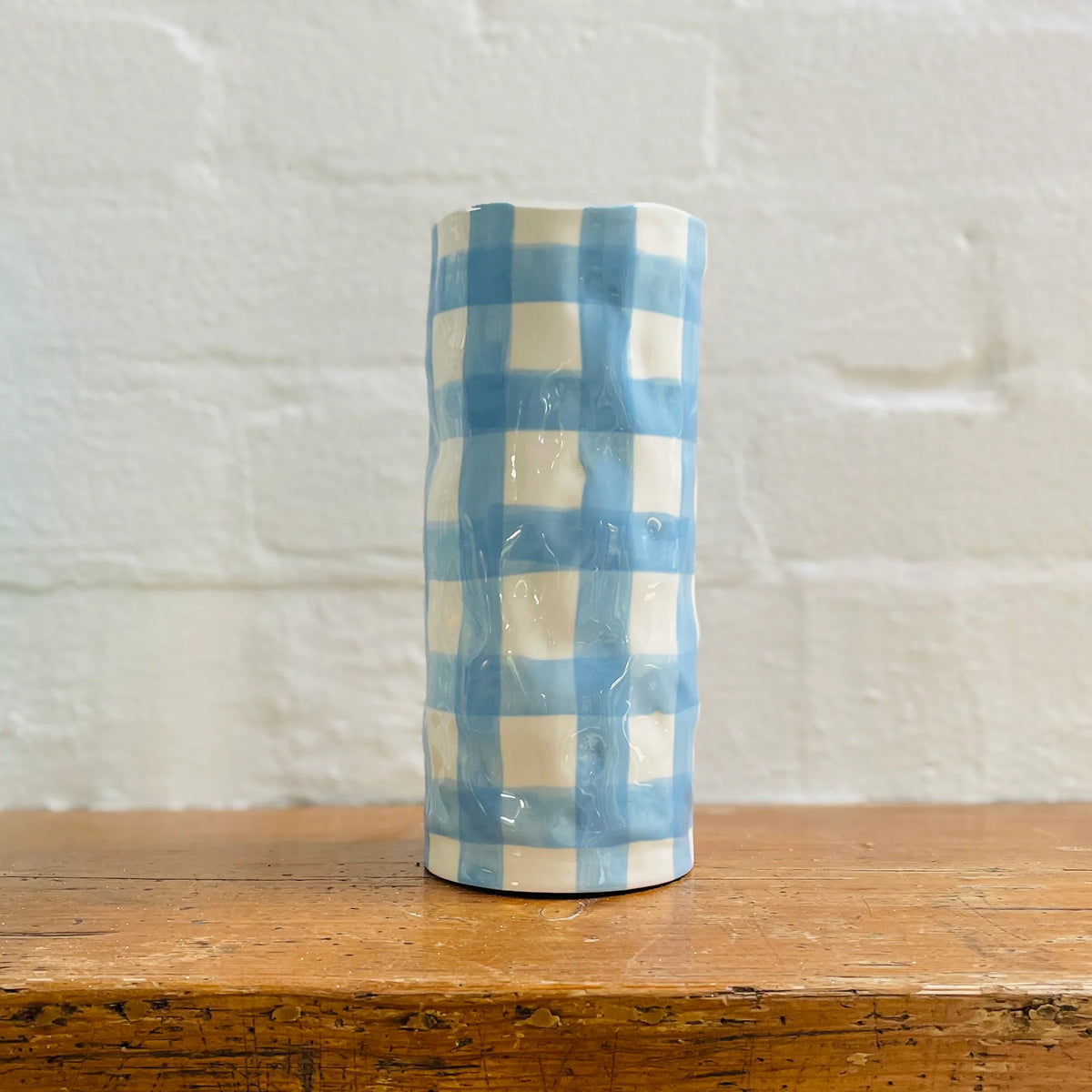 Medium Vase - Cornflower Blue Gingham | Noss & Co – Little Cove Collective