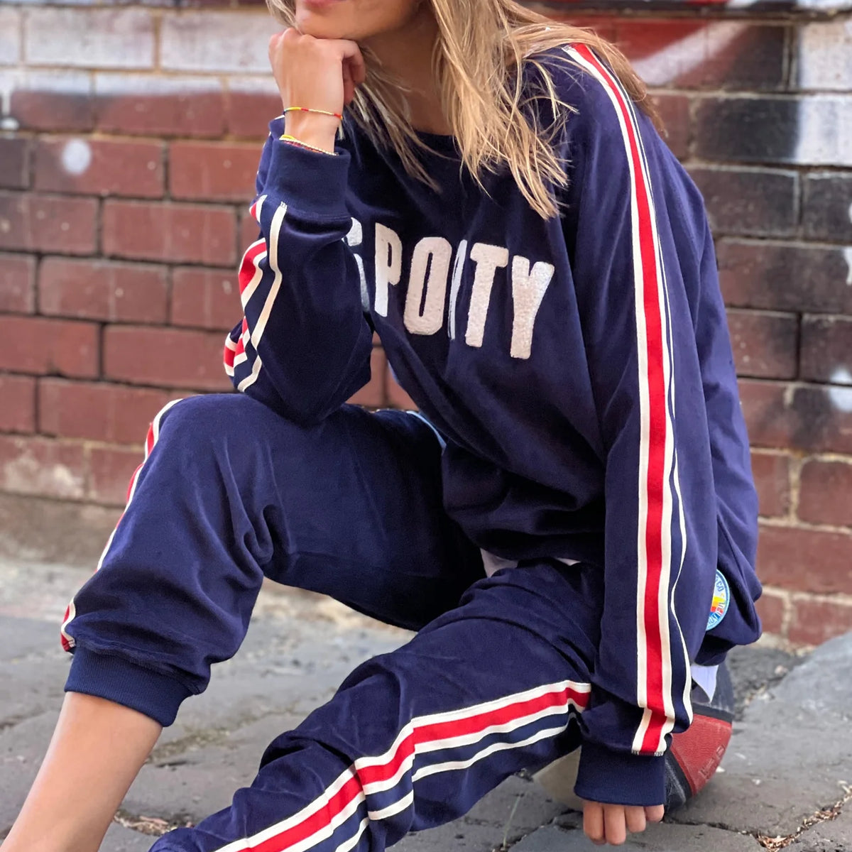 Sporty Velour Sweat - Navy | Hammill & Co – Little Cove Collective